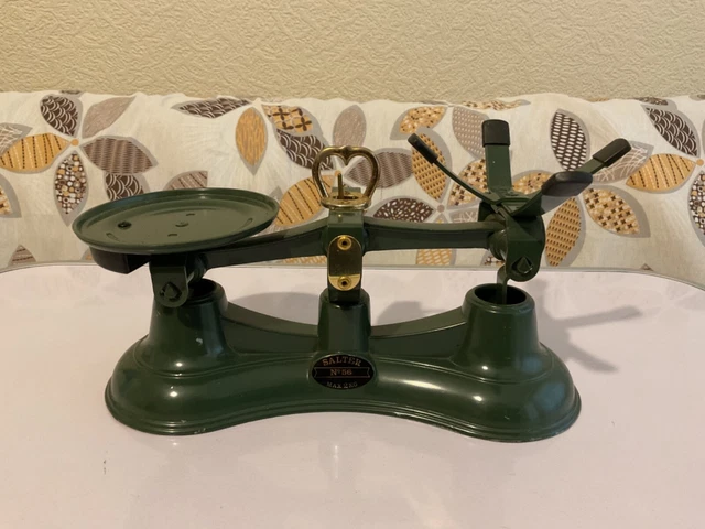 VINTAGE ANTIQUE SALTER Scale No. 56 Green Max 2 KG Without Weights ...