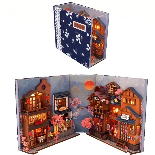 DIY BOOKSHELF INSERT Book Nook Kit 3D Wooden Miniature Diorama Model ...