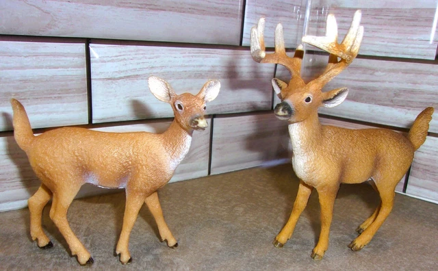 SCHLEICH WHITETAIL DEER Doe & Buck Family Realistic Big Game Animals ...