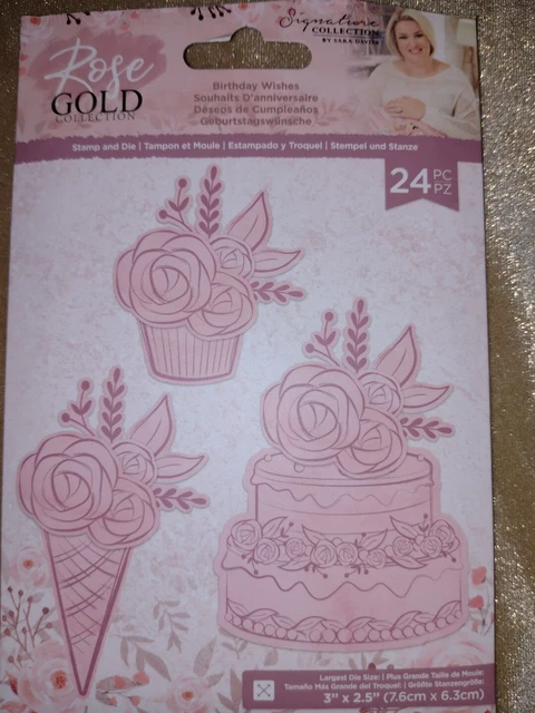 SARA SIGNATURE COLLECTION ROSE GOLD Birthday wishes stamp & die set New ...