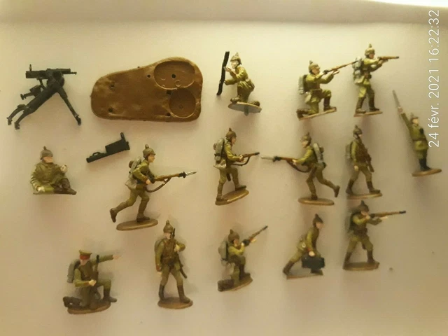 1/72 PAINTED SOLDIERS : WW1 - GERMAN INFANTRY (14 figs + 1 machine gun ...