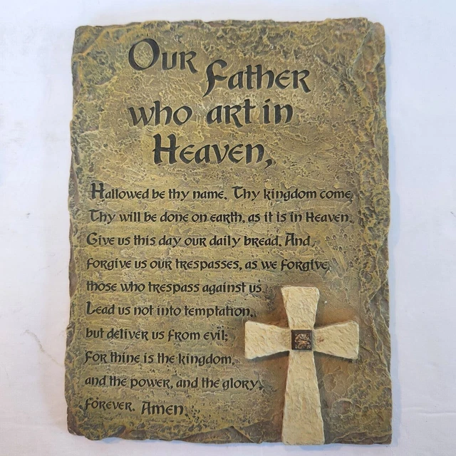 OUR FATHER WHO Art In Heaven 5.5X7 Wall Plaque Faux Stone Cross ...