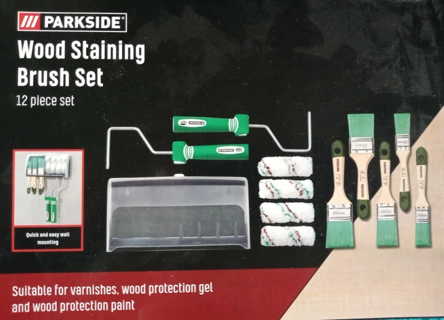 PARKSIDE WOOD STAINING Brush & Roller Set 12 Pieces New Boxed Unused £ ...