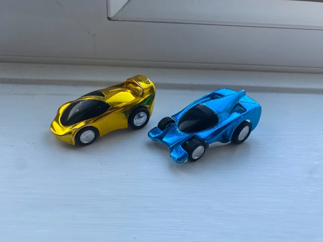 PLASTIC MATCHBOX TAKARA 1988 2x Blazin Turbo Pull Back Cars Gold & Blue ...