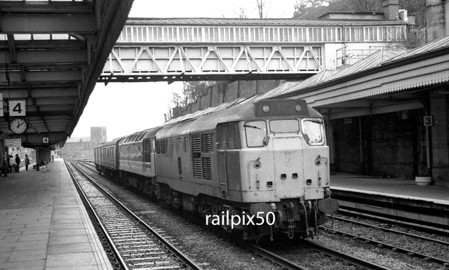 ORIGINAL RAILWAY NEGATIVE. Locos 31425 & 47523 at Shrewsbury station ...