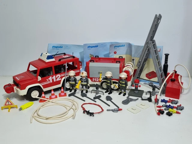 PLAYMOBIL 3181 3178 3179 Fire Equipment Lot Car Trailer Firefighter ...