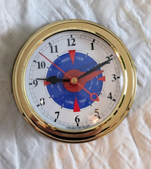 VINTAGE CHELSEA USA Brass Maritime Nautical Ship's Tide Teller Clock ...
