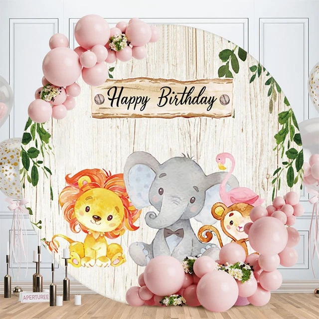 CIRCLE CUTE ANIMALS Wood Backdrop For Happy Birthday $37.90 - PicClick AU