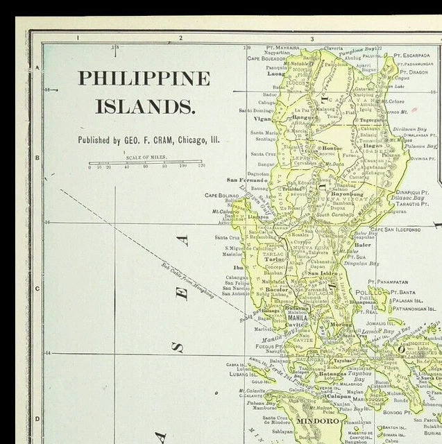 VINTAGE PHILIPPINES MAP of the Philippine Islands Wall Art Old Original Luzon £9.40 - PicClick UK