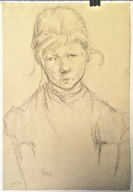 PENCIL DRAWING PORTRAIT OF SAD GIRL by Soviet artist Leonid Bugai $19. ...