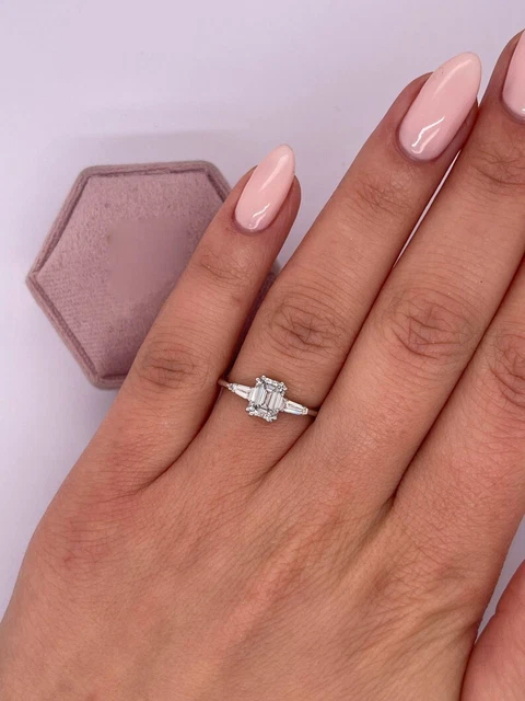 1.31 CARAT IGI GIA meraude Coupe Labo Diamant Synth tique Bague 950 Platine EUR 1.547,05 ...