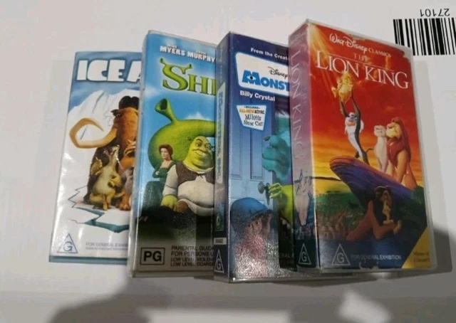 4X MIXED CHILDREN/FAMILY VHS Bundle Pixar Ice Age Monsters Inc Shrek ...