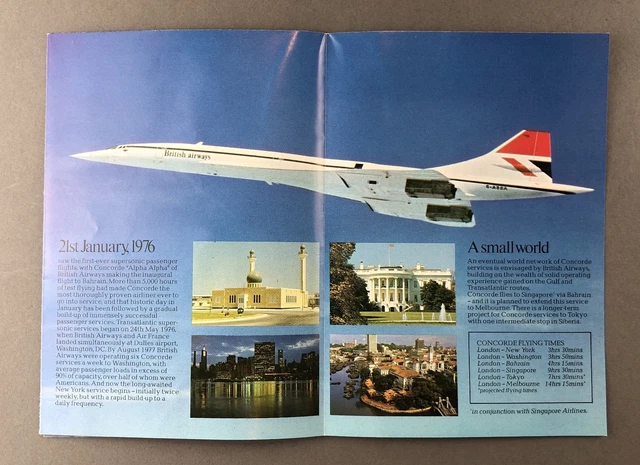 BRITISH AIRWAYS CONCORDE Poster Brochure Vintage 1977 Ba Crown Logo ...