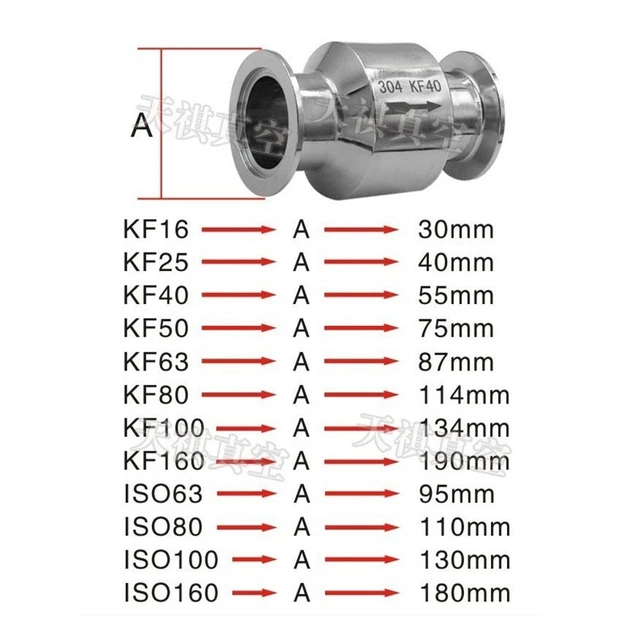 304 STAINLESS STEEL vacuum quick check valve KF16 KF25 KF40 KF50 ...