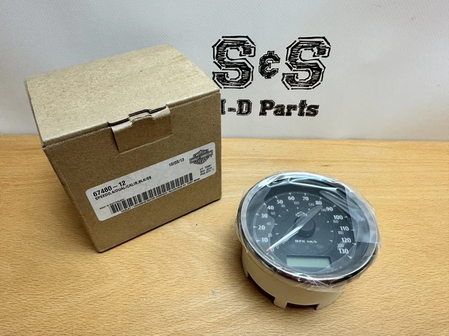 GENUINE HARLEY-DAVIDSON SPEEDOMETER DUAL MPH / Km/h 4" Black Calibrated ...