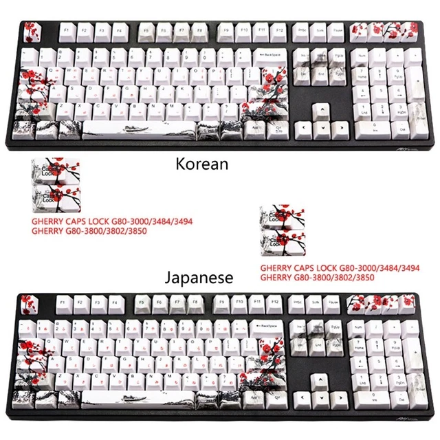 PBT CUSTOM DOUBLE-SHOT Keycap OEM Profile GH60 GK61 GK64 Layout 108 ...