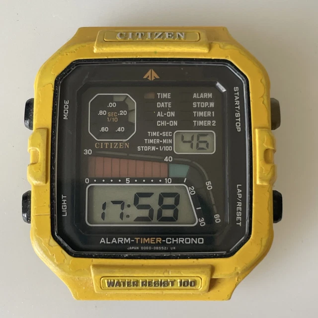 SUPER RARE CITIZEN YELLOW Windsurfing Digital Wrist Watch D060 86872 ...