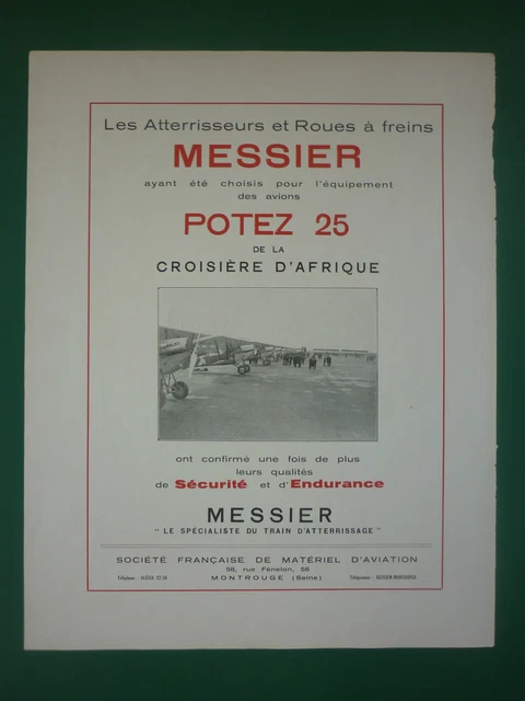 1934 PUB MESSIER POTEZ 25 CROISIERE D'AFRIQUE / LIORE ET OLIVIER LeO ...