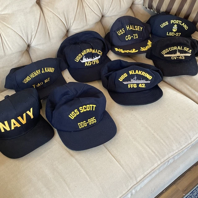 VINTAGE USN US Navy USS Variety Hat Baseball Cap Military Lot 8 $40.00 ...