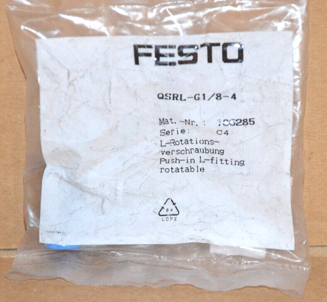 FESTO QSRL-G1/8-4 L-ROTATIONS-STECKVERSCHRAUBUNG 186285 NEU OVP EUR 19,99 - PicClick DE