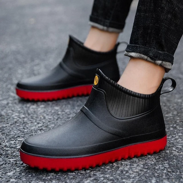 MENS RAIN SHOES Wellington Garden Fishing Wellies Waterproof Short ...