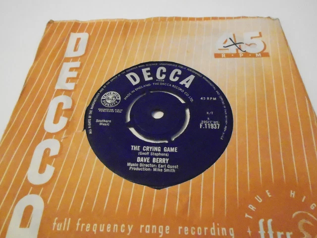 DAVE BERRY - The Crying Game - 7'' Vinyl Record Single - F 11937 (1964 ...