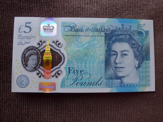 VERY RARE UNCIRCULATED AA11 Serial New UK Polymer £5 Five Pound Note ...