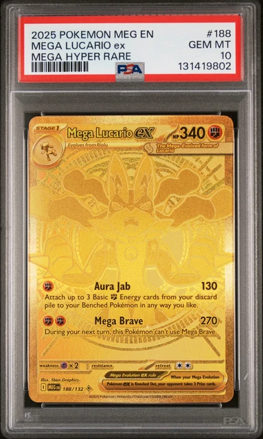 2025 POKEMON MEG En-Mega Evolution Mega Hyper Rare #188 Mega Lucario Ex ...