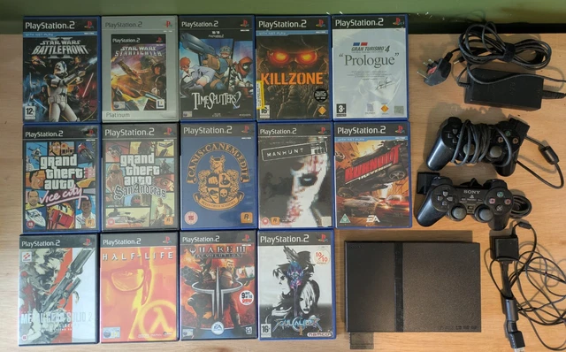 SONY PLAYSTATION 2 PS2 Slim Console CLASSIC GAME BUNDLE 2x Official ...