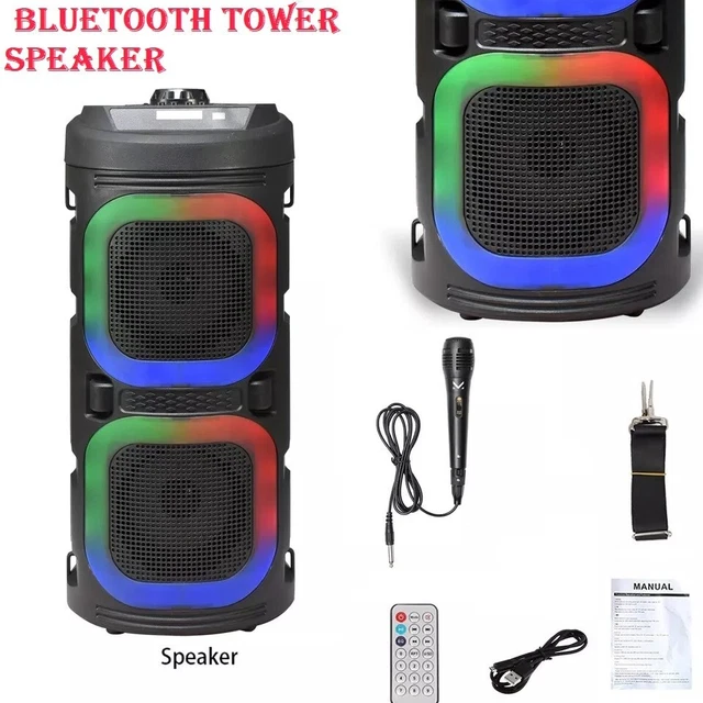 40W BLUETOOTH TOWER Speaker RGB LED Karaoke Loud Party Portable Sound ...