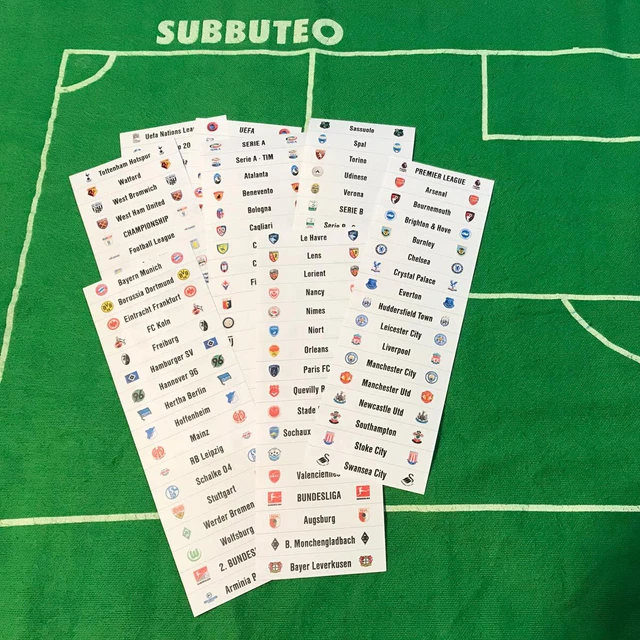 SUBBUTEO CARTONCINI NOMI squadre INGLESI per Tabellone segnapunti ...
