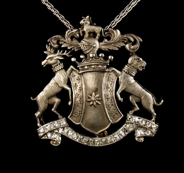 ART DECO VINTAGE RARE FRENCH CUT NATURAL 1/2c DIAMOND PLATINUM KNIGHT ...