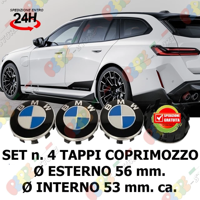SET 4 TAPPI Coprimozzo Logo per BMW 56 mm. 1 2 3 4 5 6 7 Z X Borchie ...