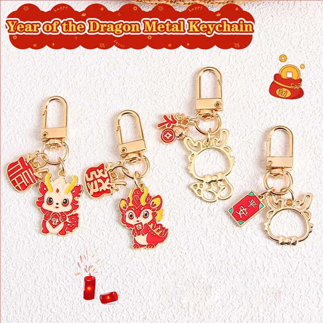 MIGNON DESSIN ANIMÉ dragon Nouvel An, sac de trousseur pendentif -wf ...