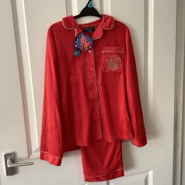 THE POLAR EXPRESS red Soft Velvet Pjs Pyjamas Christmas Movie kids 10/ ...