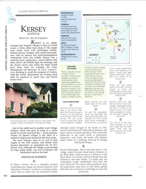 KERSEY SUFFOLK ILMINGTON Warwickshire Walking Route & Map circa 1991 ...
