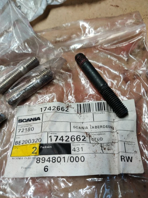 SCANIA GENUINE 1742662 Stud Screw Manifold Bolt £9.99 - PicClick UK
