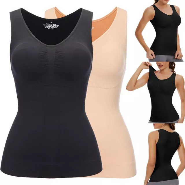 Women Compression Camisole With Built In Removable Bra Pads Body Shaper