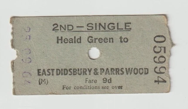 RAILWAY TICKET BR Heald Green - East Didsbury & Parrs Wood 2nd Single ...