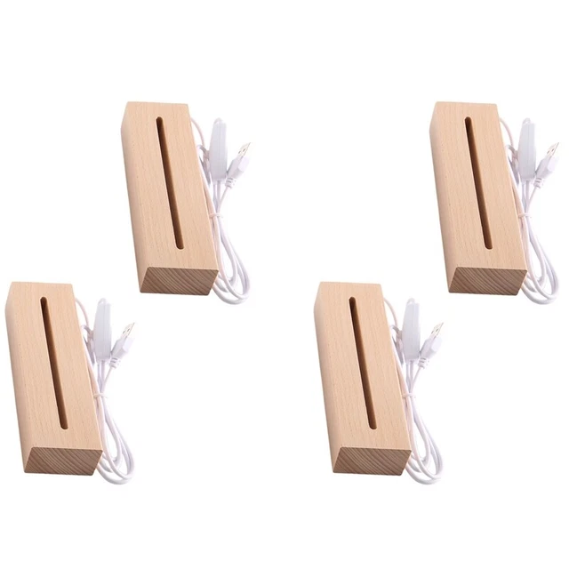 WOODEN RECTANGLE LIGHT Base,Wood LED Display Base Pedestal Light Lamp ...