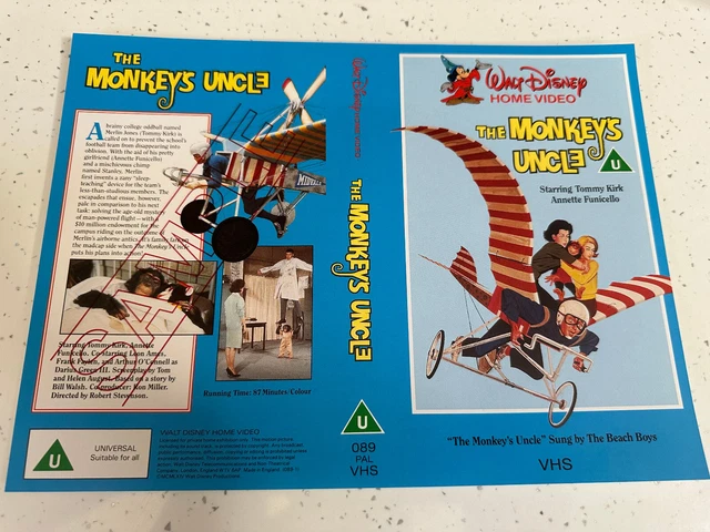 THE MONKEYS UNCLE - Sample VHS Video Sleeve - UK Small Box Walt Disney ...