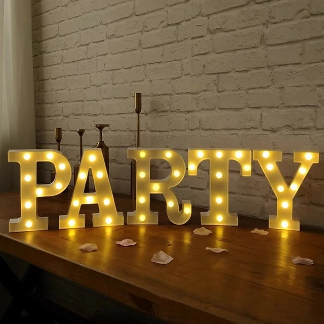LED LIGHT UP Alphabet Letter Standing Hanging Party Birthday Sign ...
