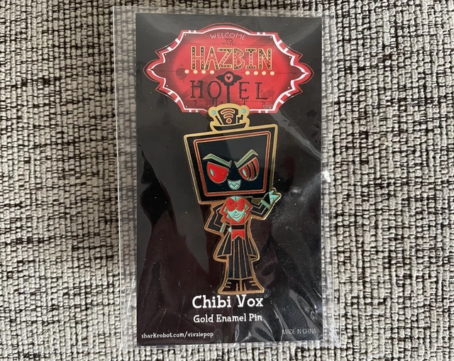 RARE HAZBIN HOTEL Gold Chibi Vox Enamel Pin Sharkrobot Helluva Boss ...