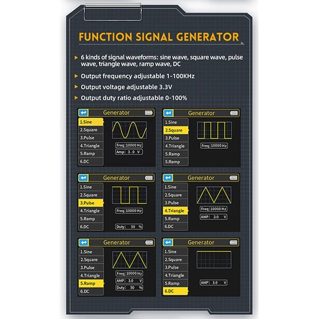 DIGITAL OSCILLOSCOPE SQUARE Wave Tester Transistor Triangle Wave 500Khz ...