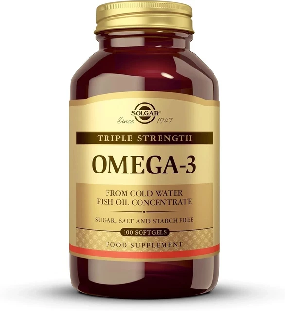 SOLGAR TRIPLE STRENGTH Omega-3 100 Softgels X 1 £45.99 - PicClick UK