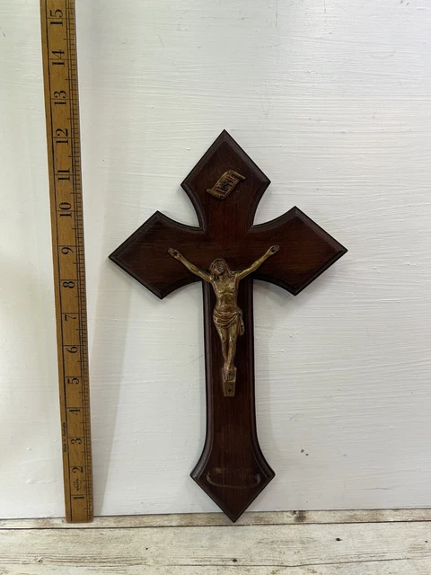 MODERNIST MID CENTURY Jesus Christ Wall Cross Crucifix Wood And Metal ...
