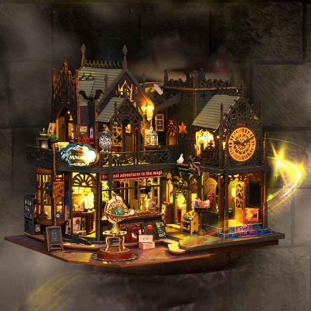WOODEN DOLLS HOUSES LED Mini House Building Kits with Lights Tiny House ...