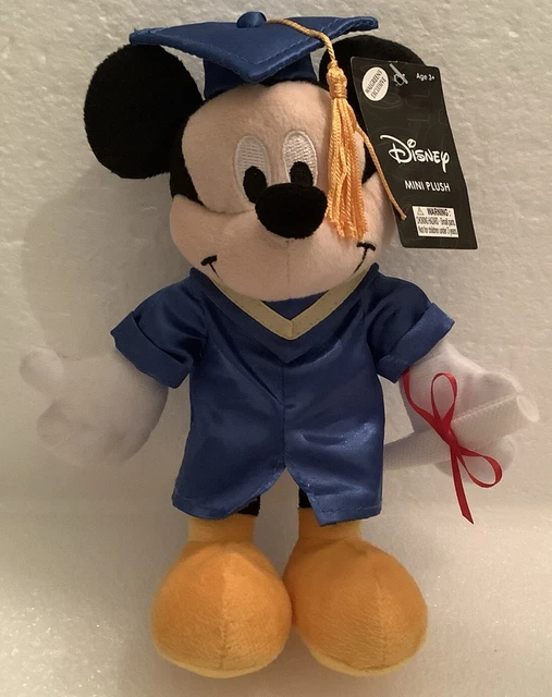 DISNEY MICKEY MOUSE Graduation Plush 6 Inch Blue Cap, Gown And Diploma ...