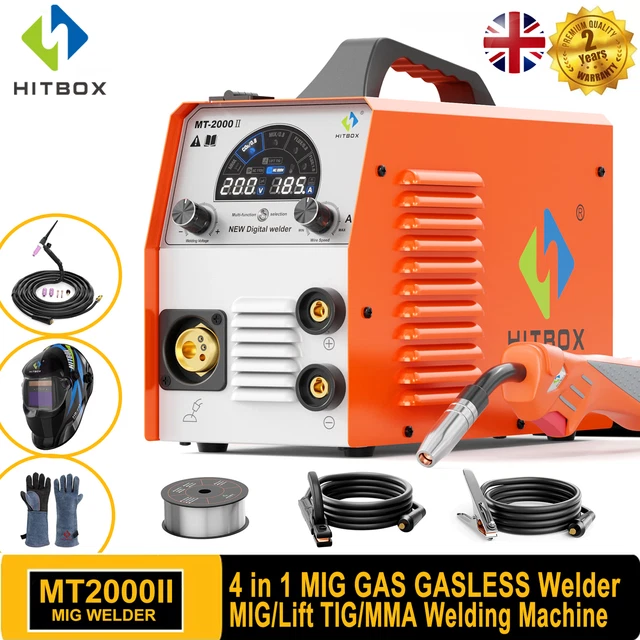 HITBOX 4 IN 1 Gas/Gasless MIG Welder 200A 220V LIFT TIG/MIG/MMA Welding ...