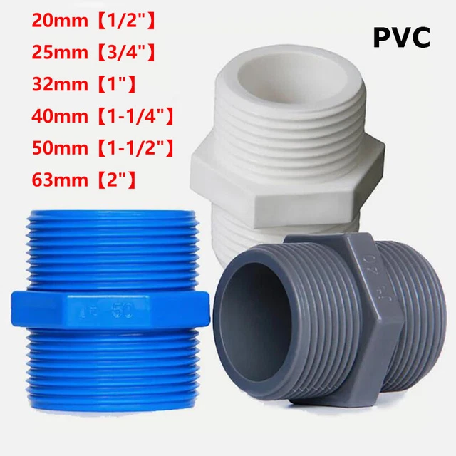 20-63MM PVC NIPPLE Male Threaded Straight Connector Pipe Fittings ...